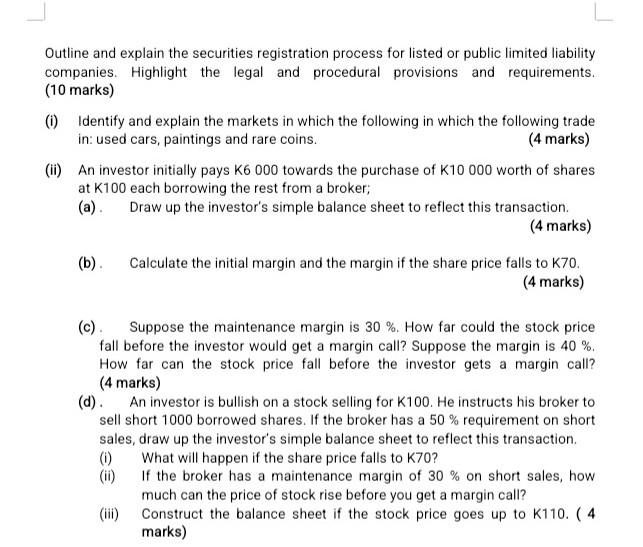 Solved Outline and explain the securities registration | Chegg.com