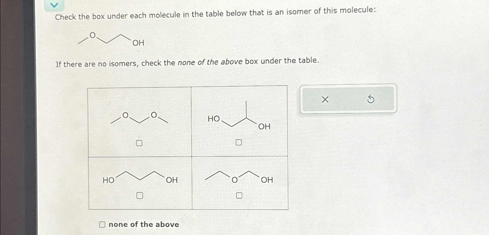 Solved Check the box under each molecule in the table below | Chegg.com