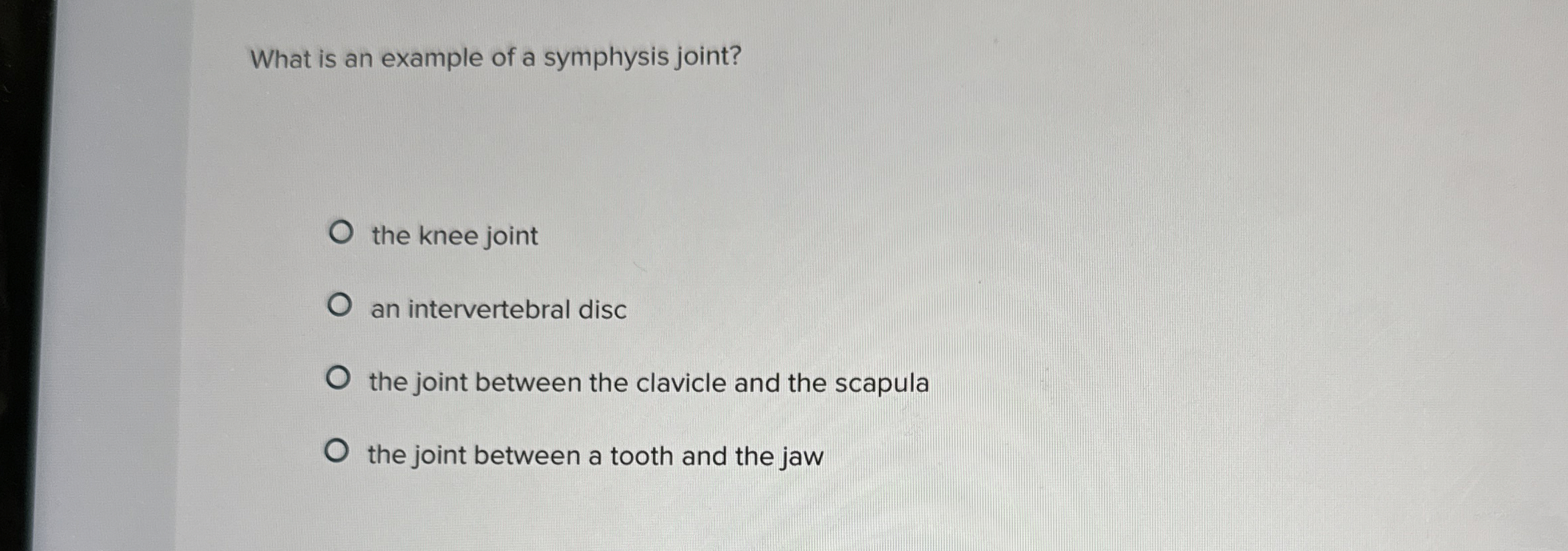 Solved What is an example of a symphysis joint?the knee | Chegg.com