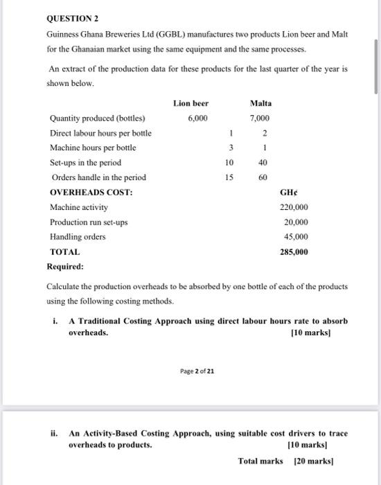 Solved 3 1 QUESTION 2 Guinness Ghana Breweries Ltd (GGBL) | Chegg.com