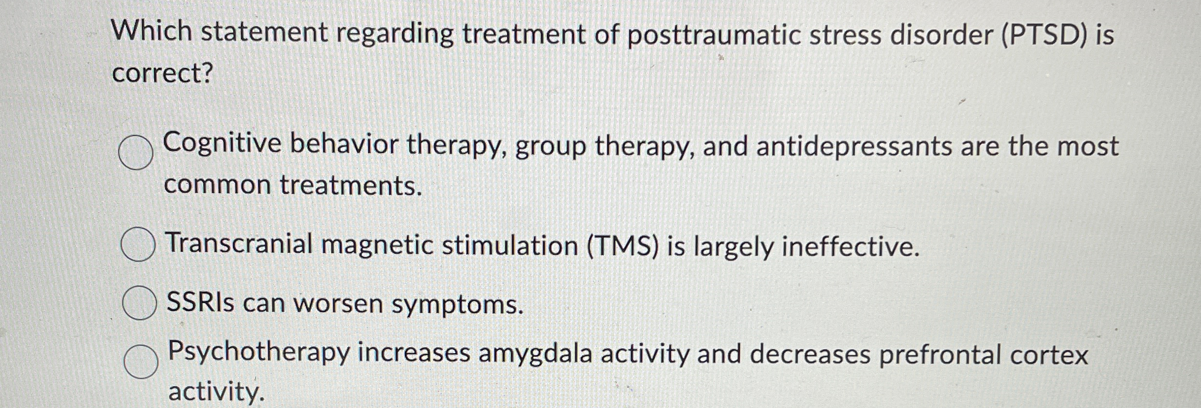 Solved Which statement regarding treatment of posttraumatic | Chegg.com