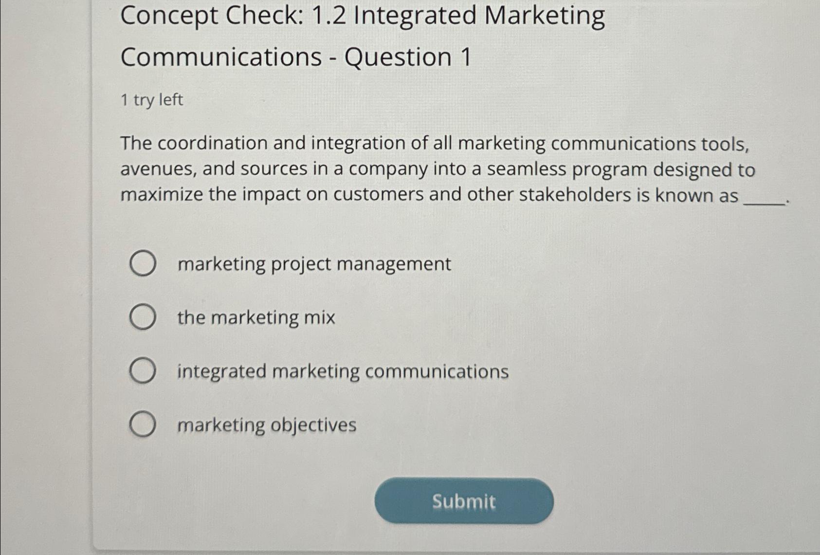 Solved Concept Check: 1.2 ﻿Integrated | Chegg.com