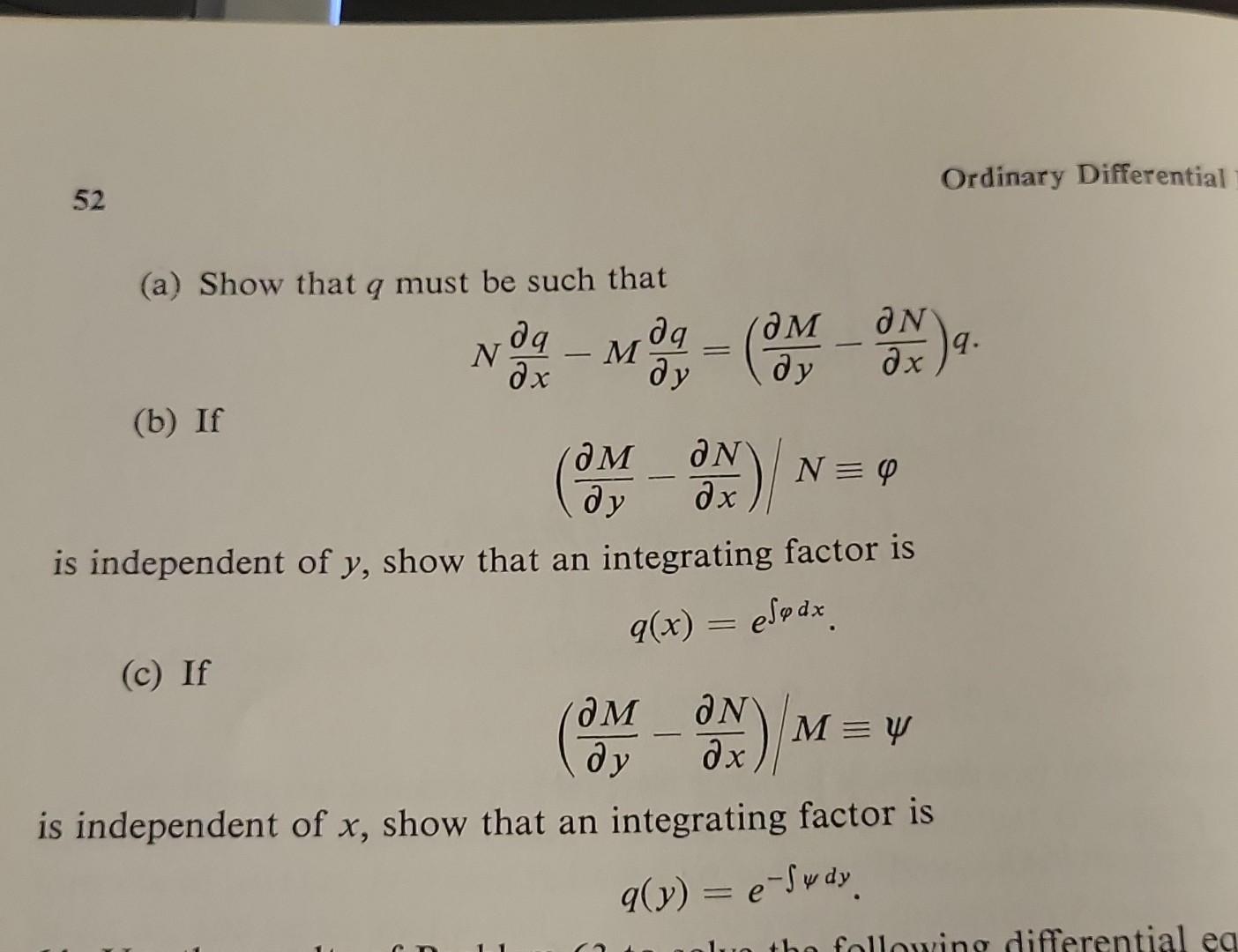 Solved 63. Integrating factors. Let q be an integrating | Chegg.com