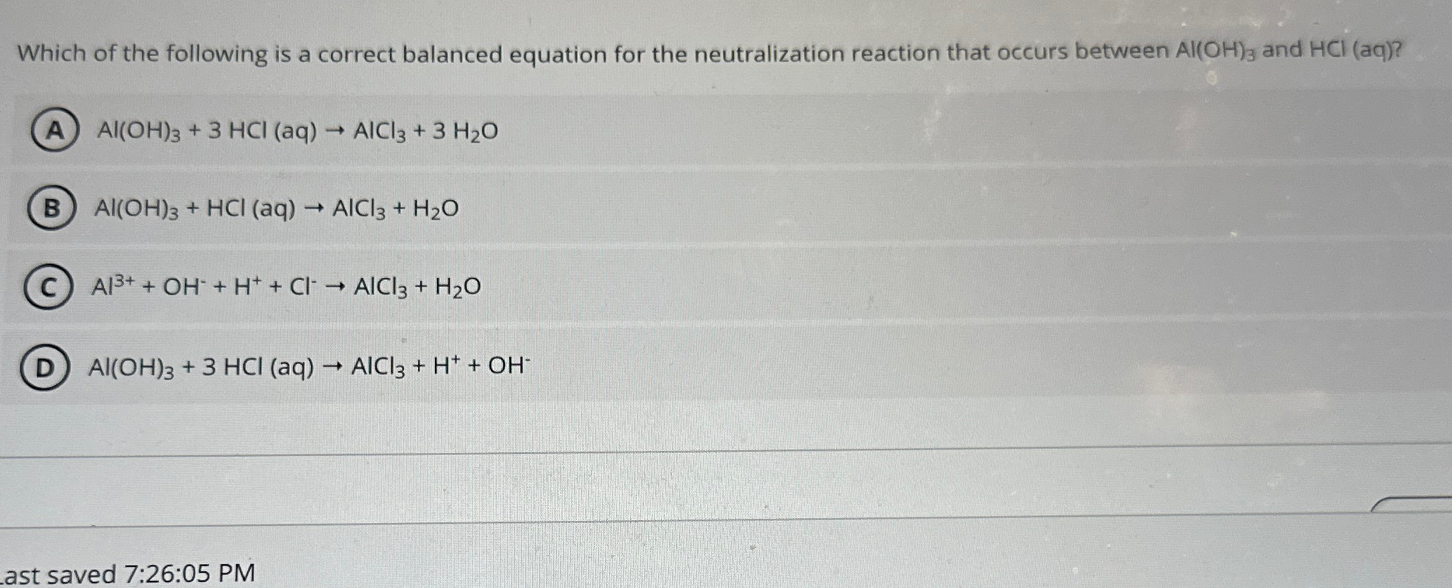 Solved Which of the following is a correct balanced equation | Chegg.com