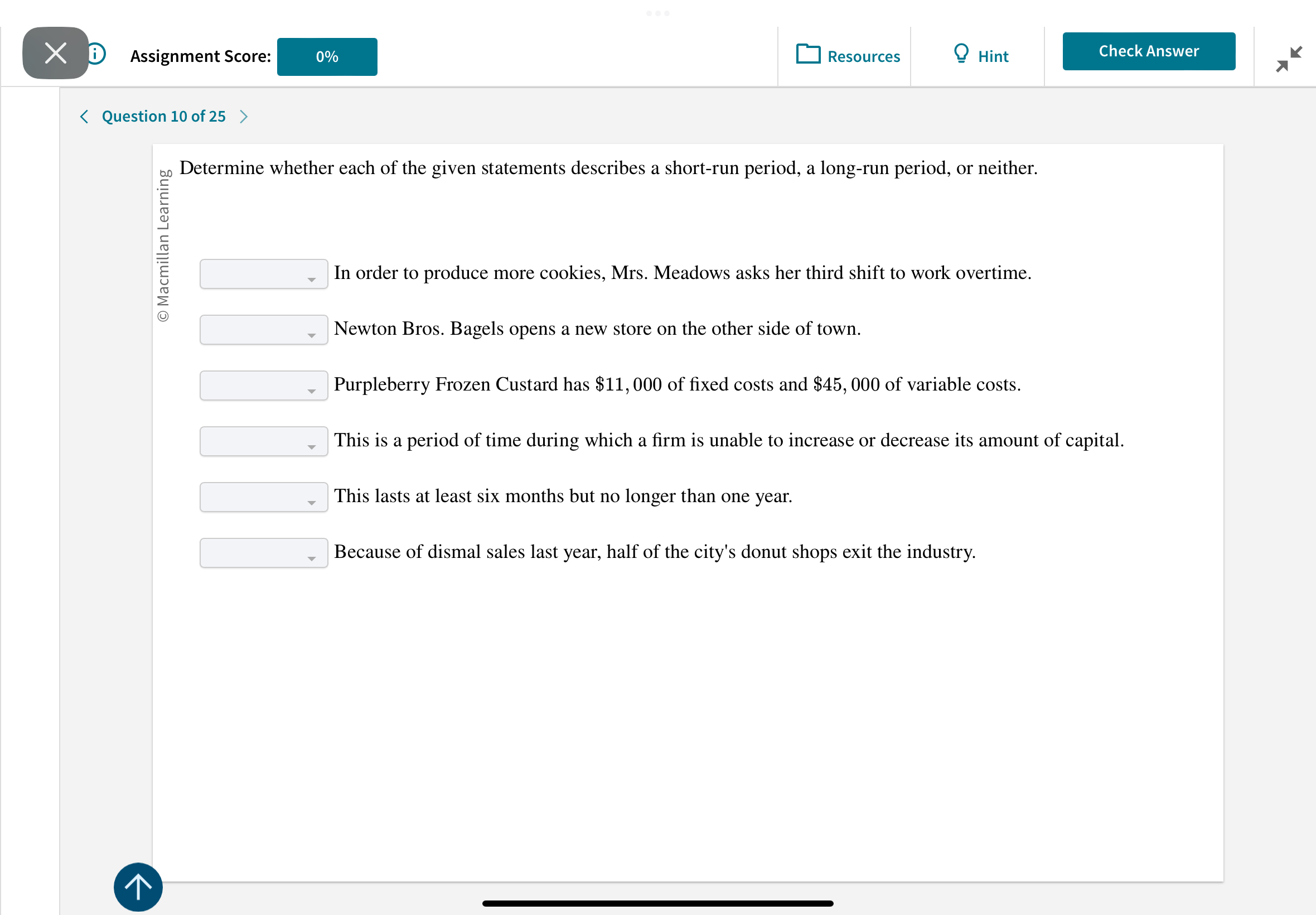 Solved Assignment Score:ResourcesHintQuestion 10 ﻿of | Chegg.com