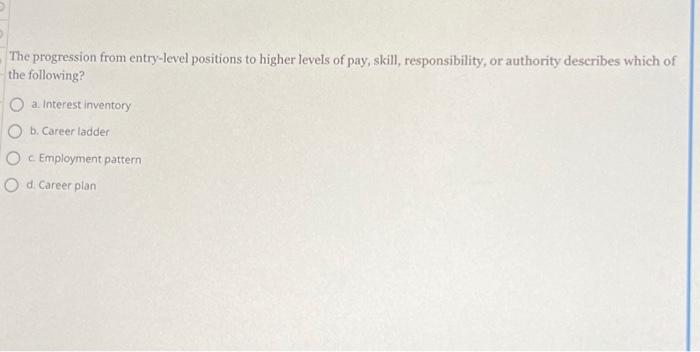 Solved The progression from entry-level positions to higher | Chegg.com