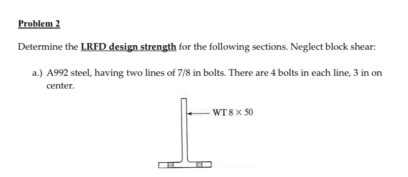 Solved Problem 2Determine the LRFD design strength for the | Chegg.com