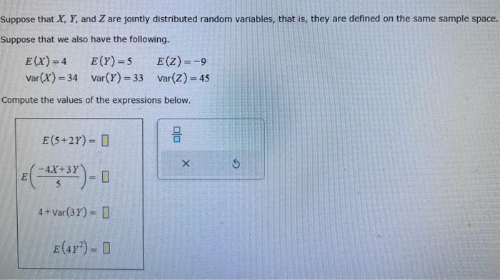 Solved Suppose that X,Y, and Z are jointly distributed | Chegg.com