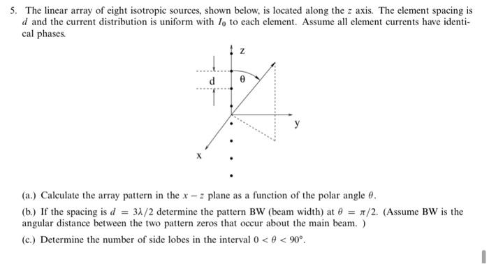 5. The linear array of eight isotropic sources, shown | Chegg.com
