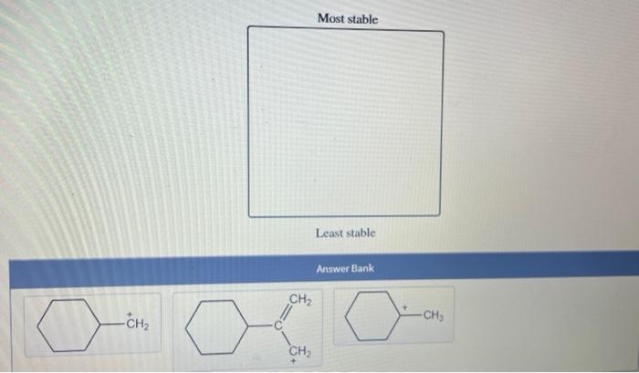 Solved Most stable Least stable Answer Bank | Chegg.com
