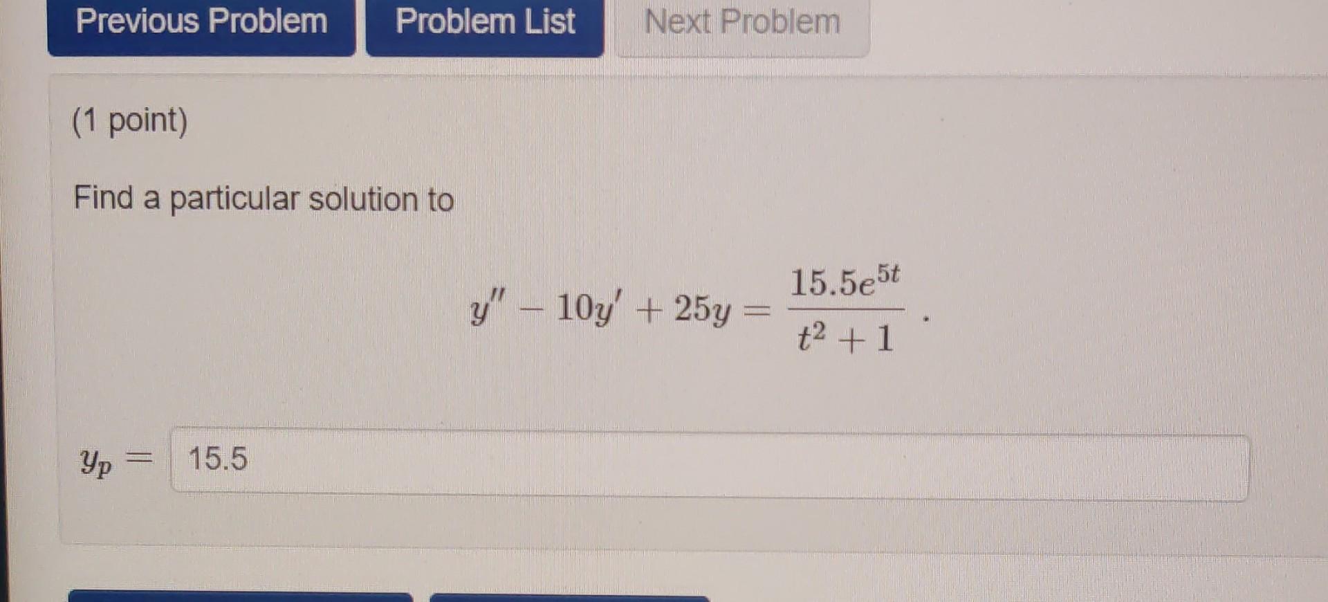 Solved Previous Problem Problem List Next Problem 1 Point 
