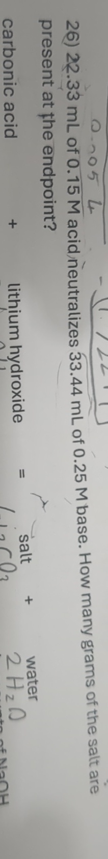 Solved How to solve 22.33 ﻿mL of 0.15 ﻿M acid neutralizes | Chegg.com