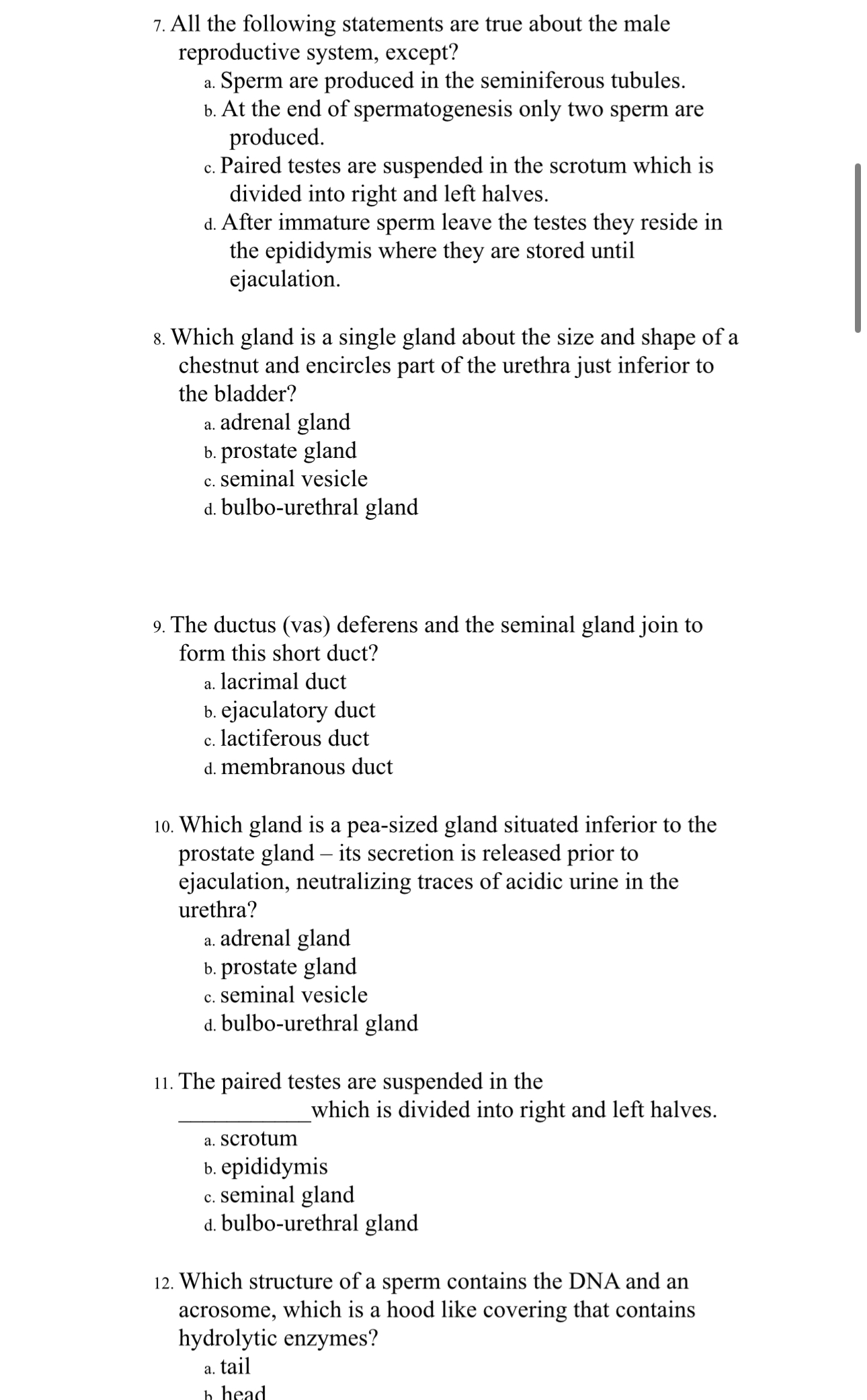 Solved All the following statements are true about the male | Chegg.com