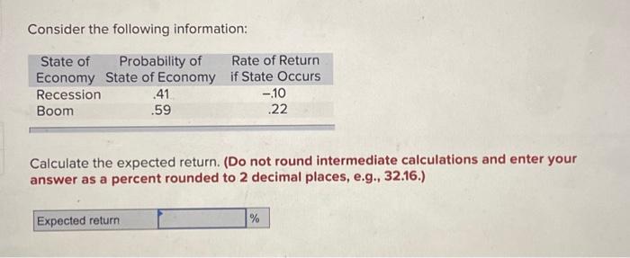 Solved Consider the following information: Calculate the | Chegg.com