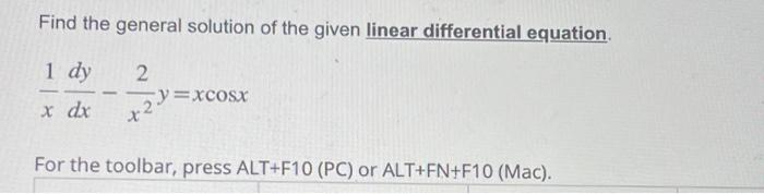 Solved Find the general solution of the given linear | Chegg.com