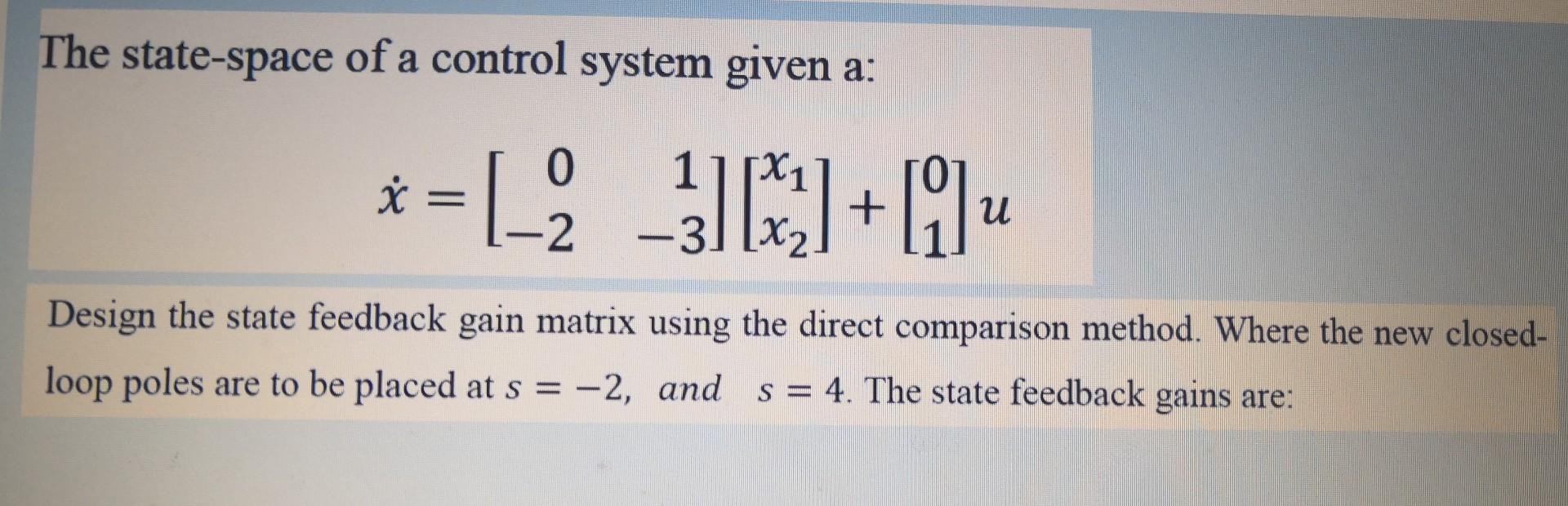 Solved The state-space of a control system given a: | Chegg.com