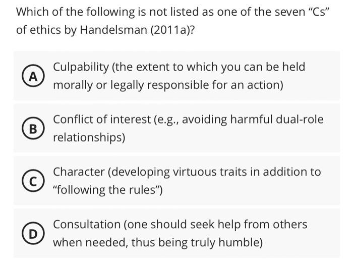 Solved Which of the following is not listed as one of the | Chegg.com