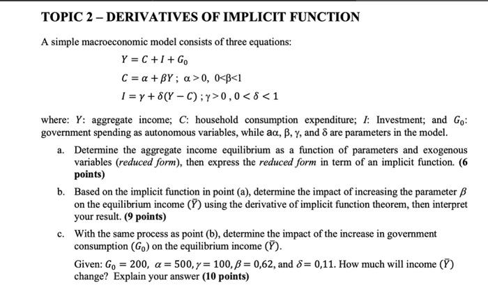 Solved TOPIC 2 - DERIVATIVES OF IMPLICIT FUNCTION A simple | Chegg.com