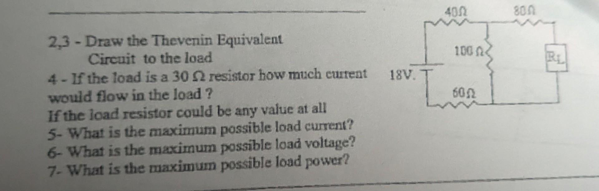 Solved 2,3-Draw the Thevenin Equivalent Circuit to the load | Chegg.com