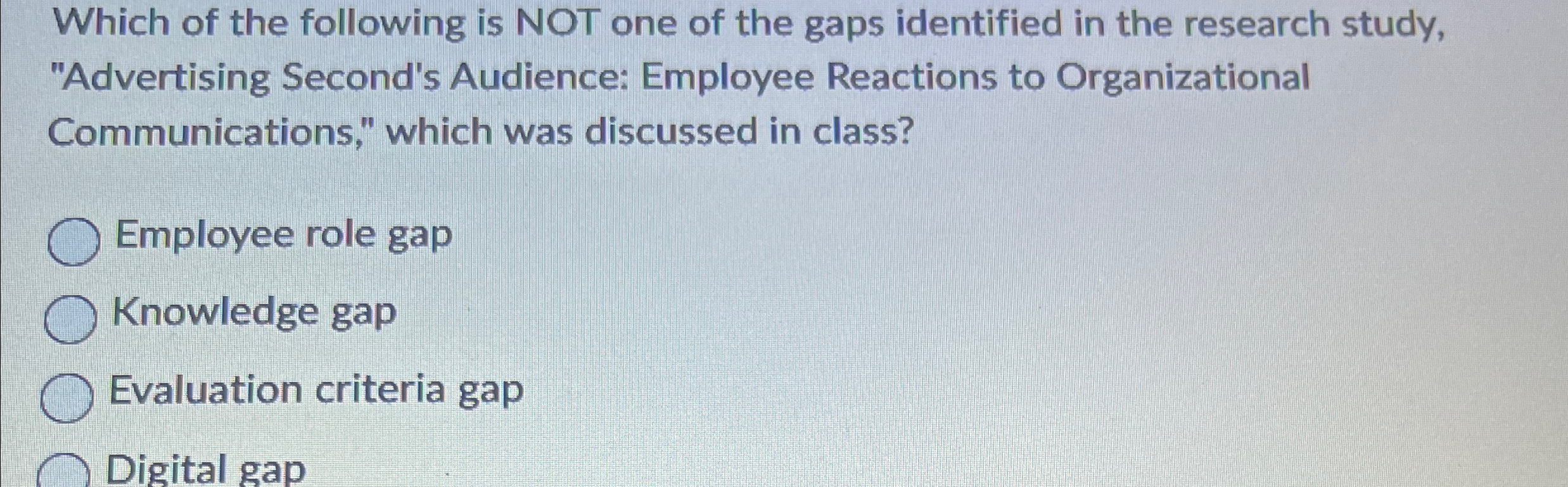 Solved Which of the following is NOT one of the gaps | Chegg.com