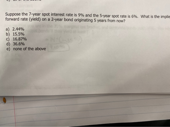 Solved Suppose the 7-year spot interest rate is 9% and the | Chegg.com
