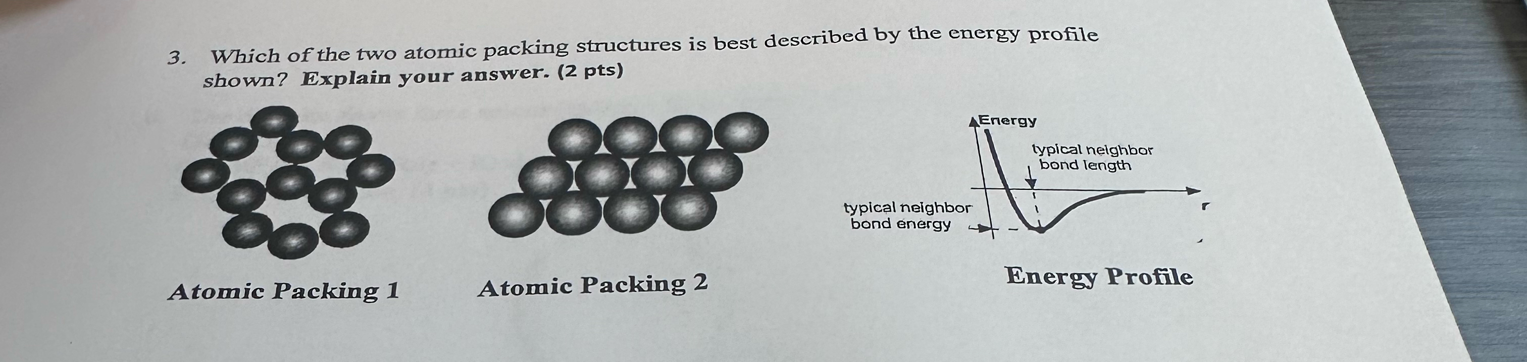 Solved Which of the two atomic packing structures is best | Chegg.com