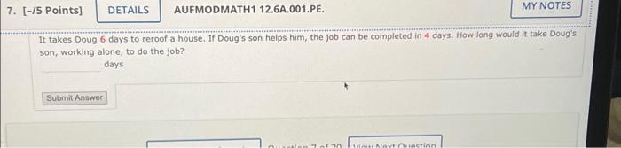 Solved 7. [-/5 Points] DETAILS Submit Answer AUFMODMATH1 | Chegg.com