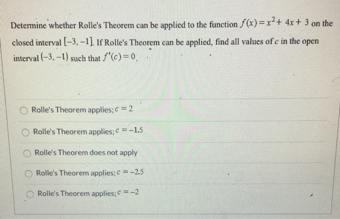 Solved Determine whether Rolle's Theorem can be applied to | Chegg.com