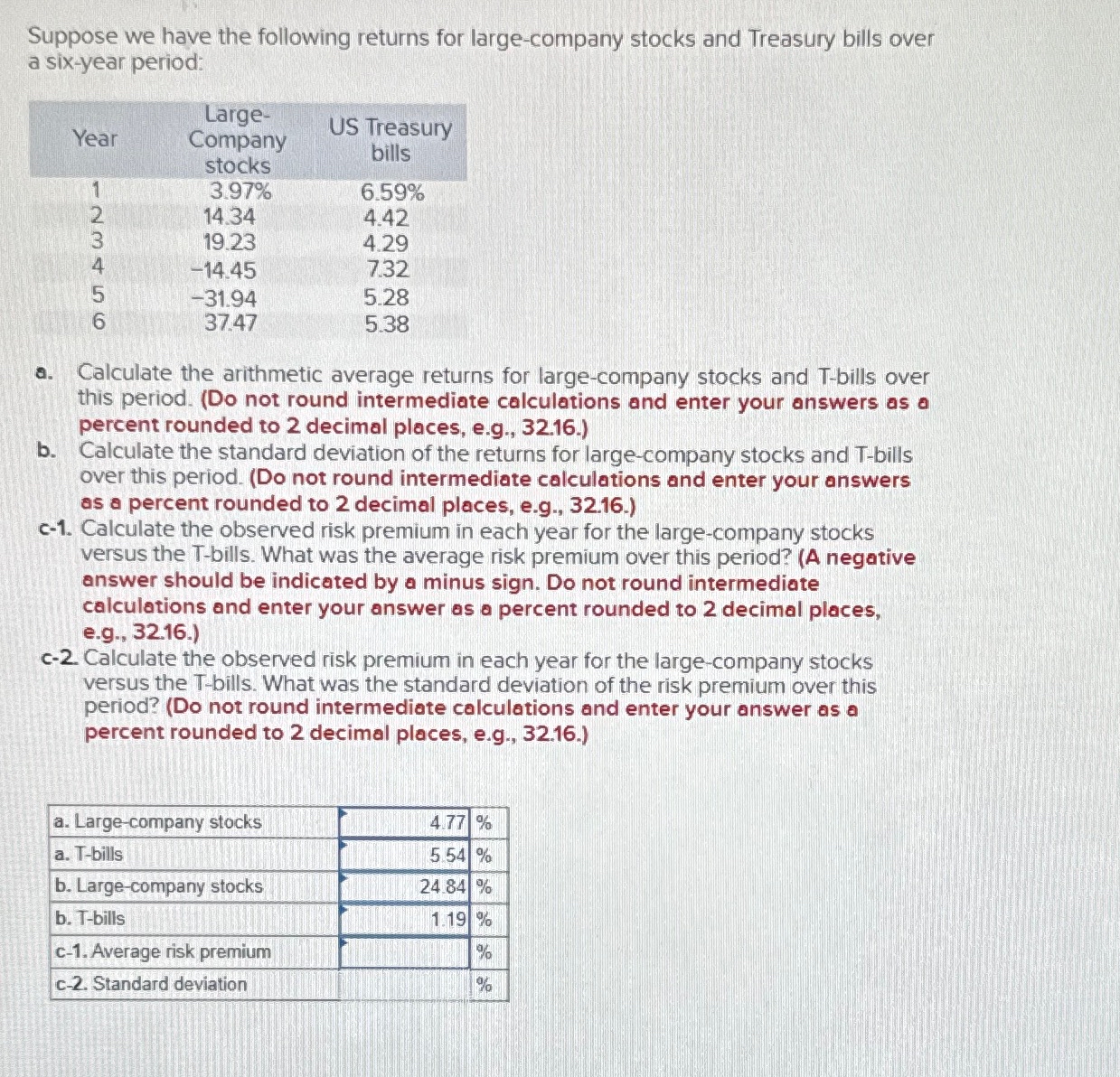 Solved Suppose we have the following returns for | Chegg.com