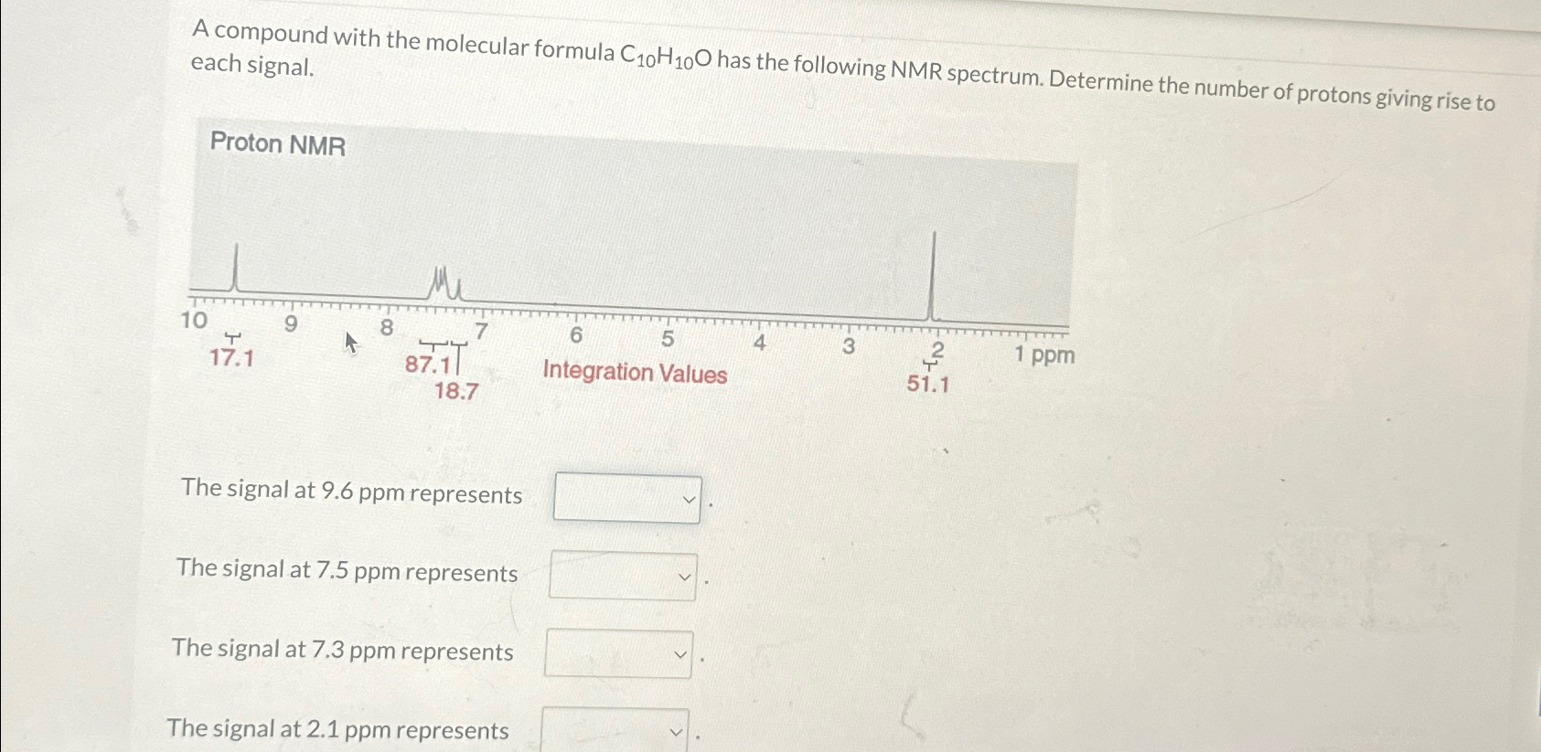 Solved A compound with the molecular formula C10H10O ﻿has | Chegg.com