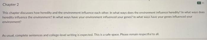 Solved 43 43 Chapter 2 This chapter discusses how heredity | Chegg.com