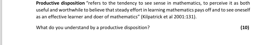 Solved Productive disposition "refers to the tendency to see | Chegg.com