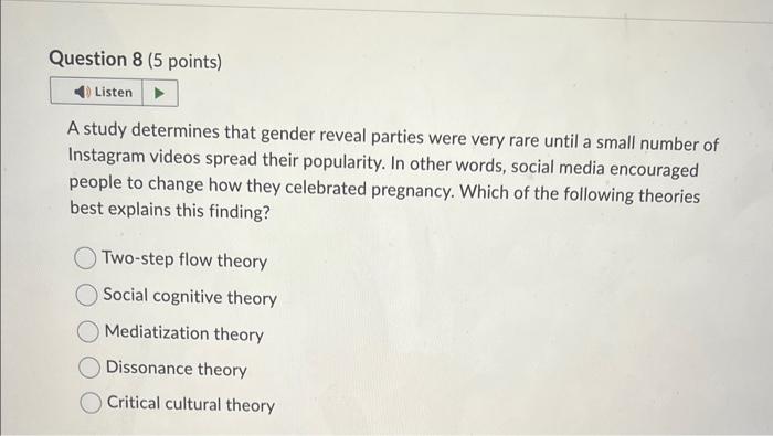 A study determines that gender reveal parties were | Chegg.com