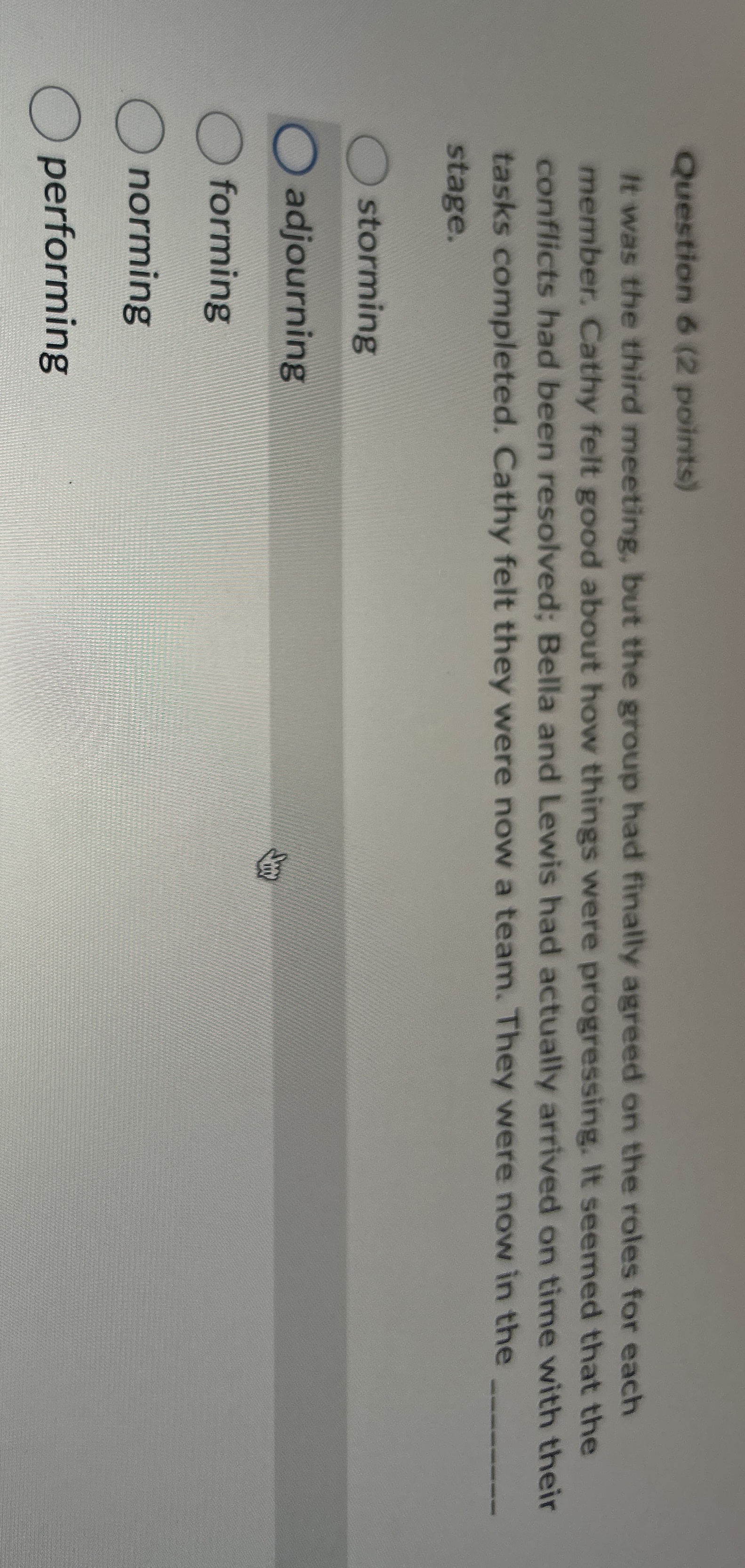 Solved Question 6 (2 ﻿points)It was the third meeting, but | Chegg.com