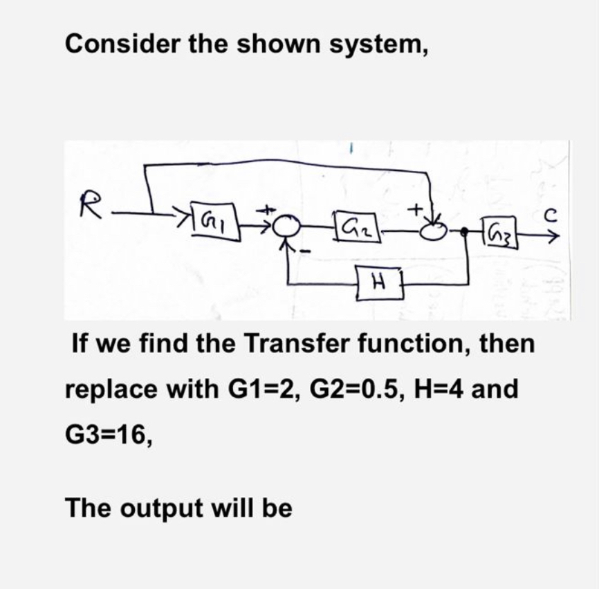 Solved Consider the shown system,If we find the Transfer | Chegg.com