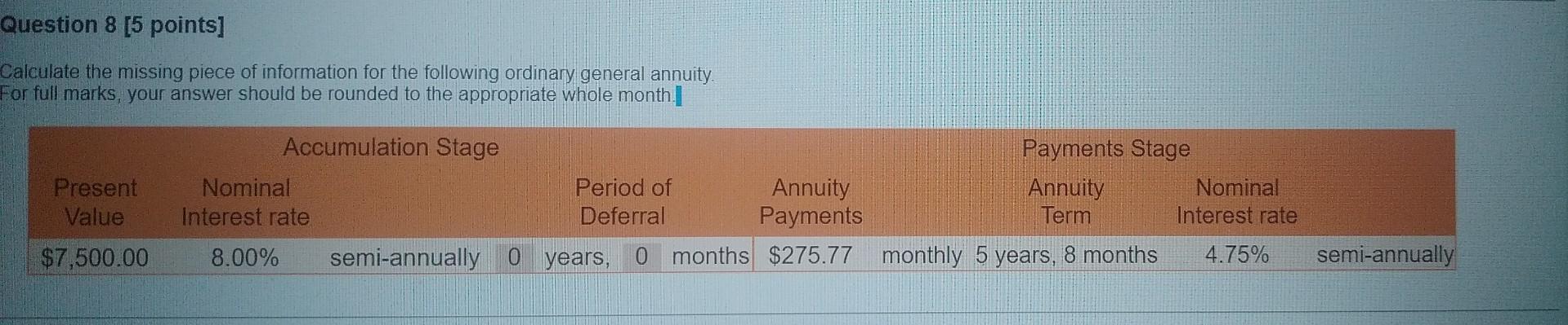 Solved Question 8 [5 points] Calculate the missing piece of | Chegg.com