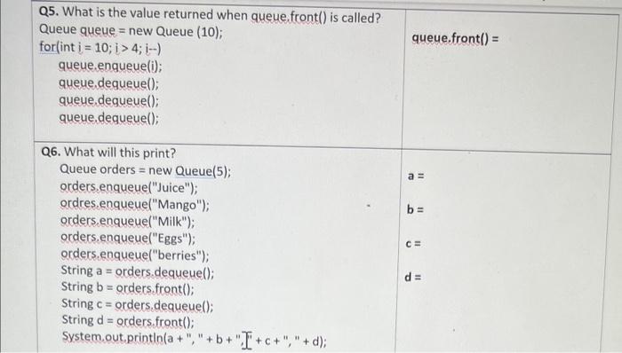 Solved Q4. What elements are in each Stack? Stack stackOne = | Chegg.com