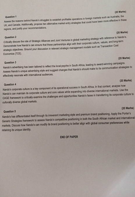 Solved (20 ﻿Marks)Question 1Assess the reasons behind | Chegg.com