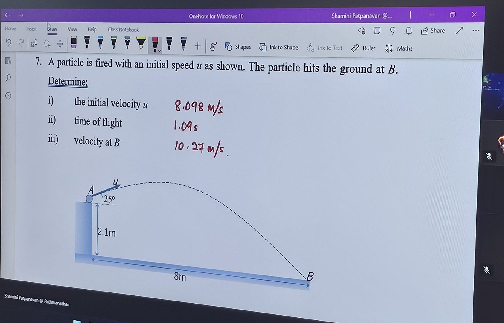 Solved A particle is fired with an initial speed u ﻿as | Chegg.com
