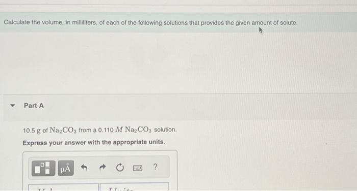 Solved Calculate the volume, in milliliters, of each of the | Chegg.com