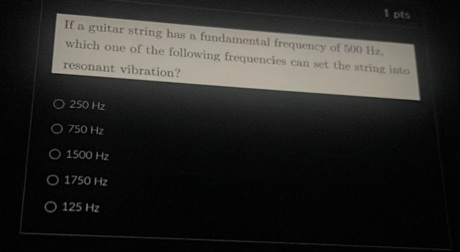 Solved 1 ﻿otsIf a guitar string has a fundamental frequency | Chegg.com