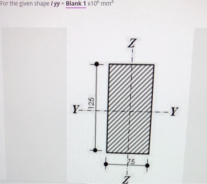 Solved For the given shape /y= Blank 1×106 mm4For the given | Chegg.com