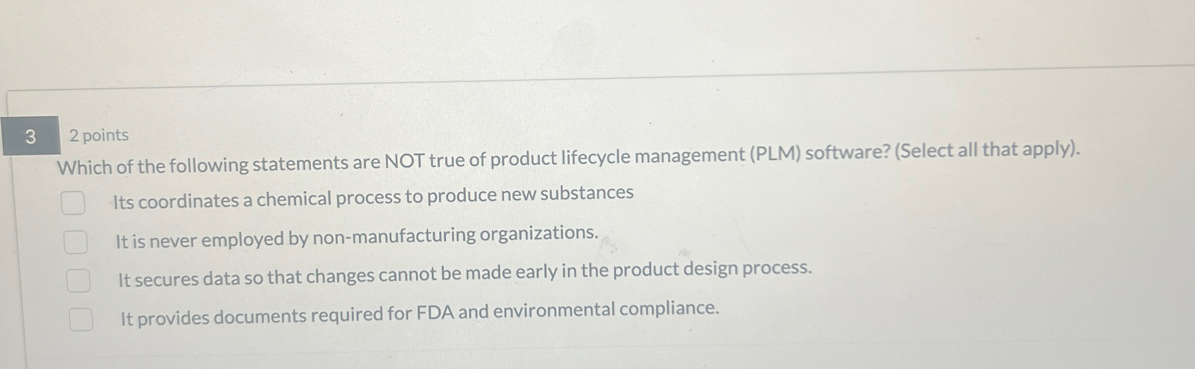 Solved 32 ﻿pointsWhich of the following statements are NOT | Chegg.com