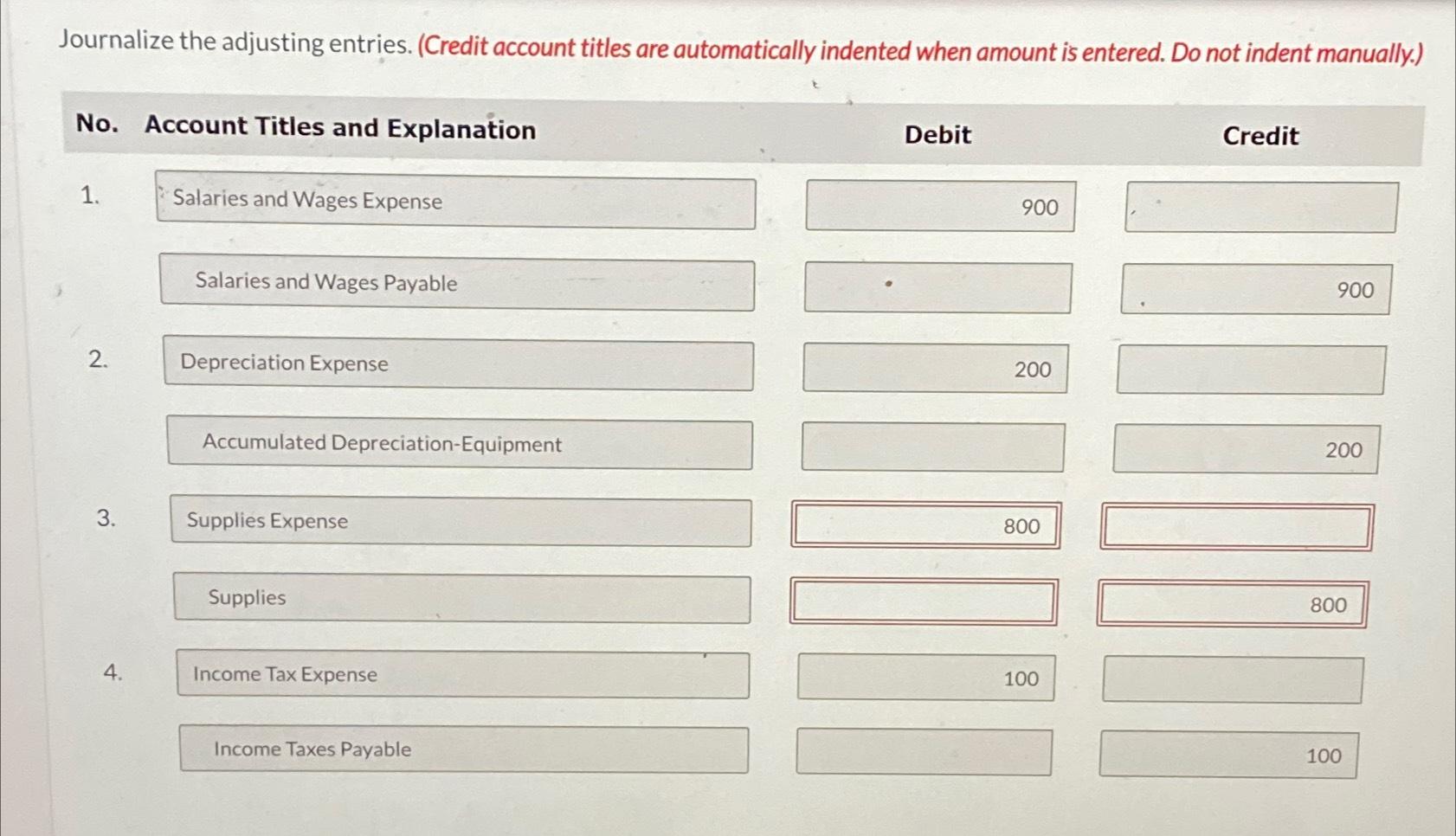 Journalize the adjusting entries. (Credit account | Chegg.com