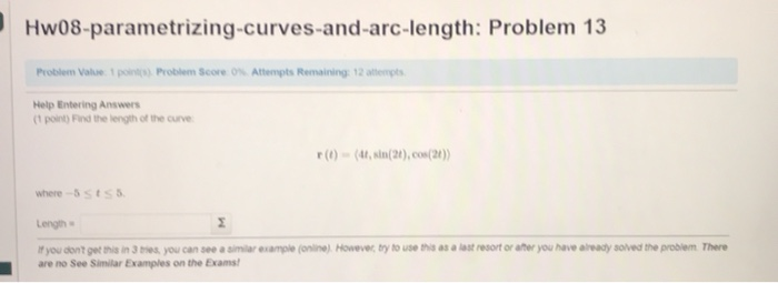 Solved Hw08-parametrizing curves-and-arc-length: Problem 13 | Chegg.com