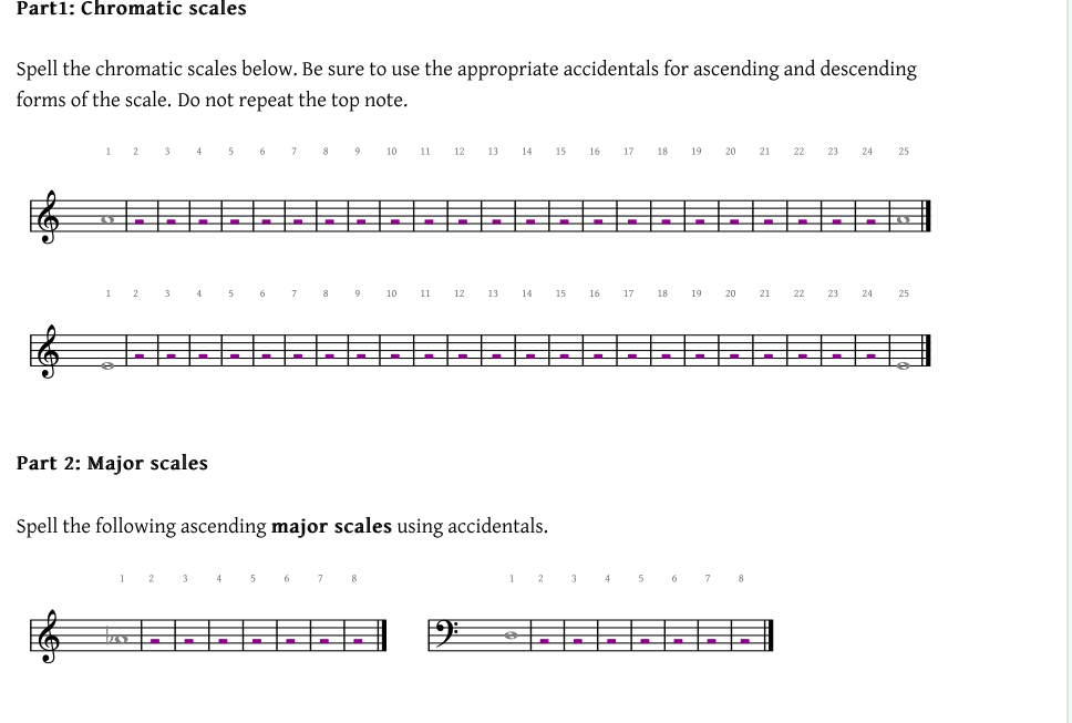 Part1: Chromatic scales Spell the chromatic scales | Chegg.com