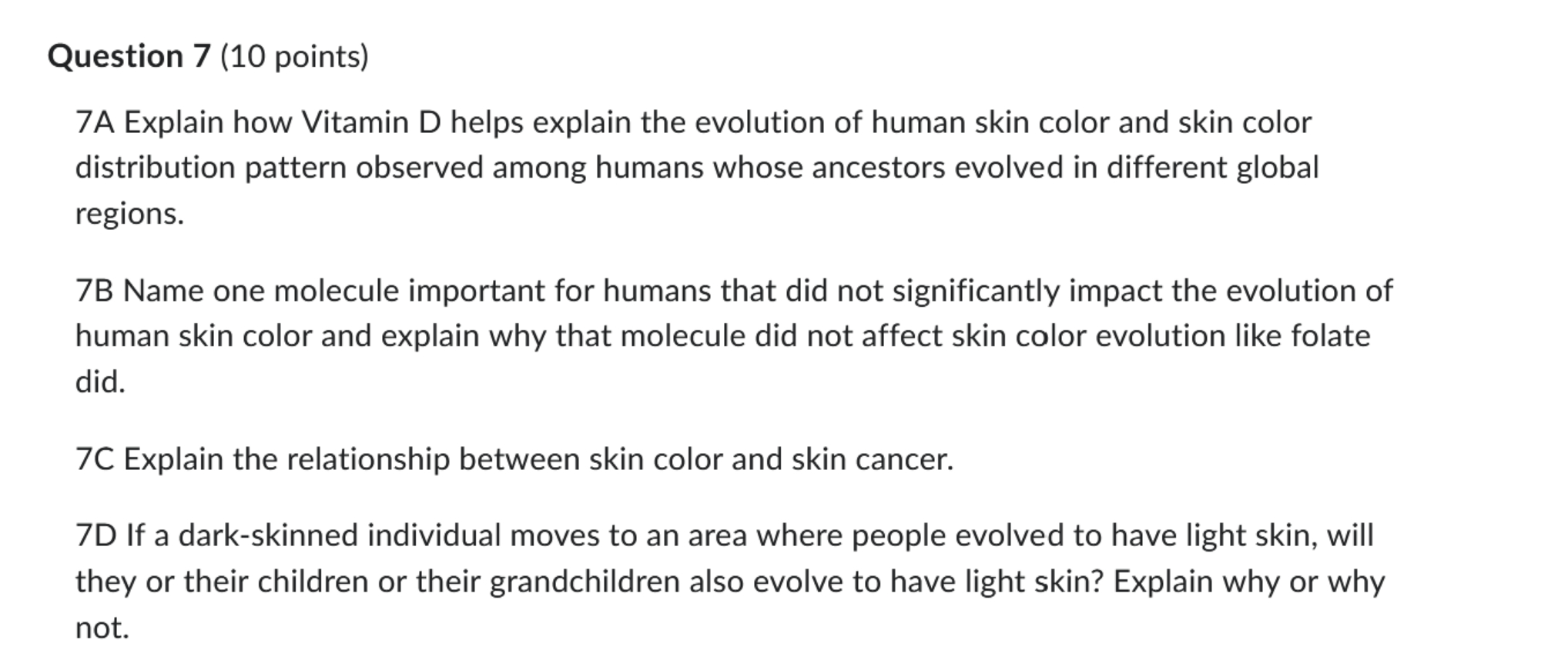Solved Question 7 (10 ﻿points)7A Explain how Vitamin D helps | Chegg.com