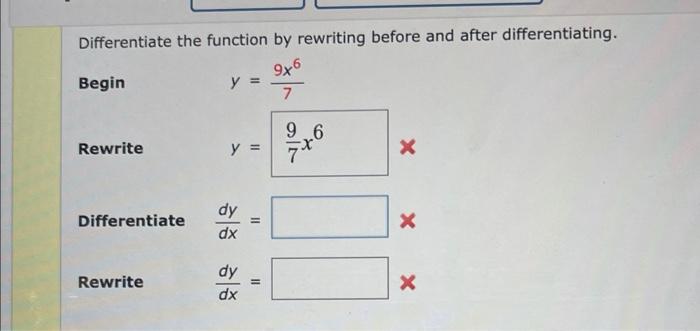 Solved Differentiate the function by rewriting before and | Chegg.com