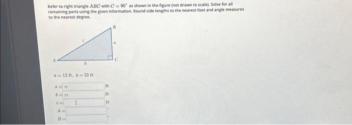Solved Refer to right triangle ABC with C = 90° as shown in | Chegg.com