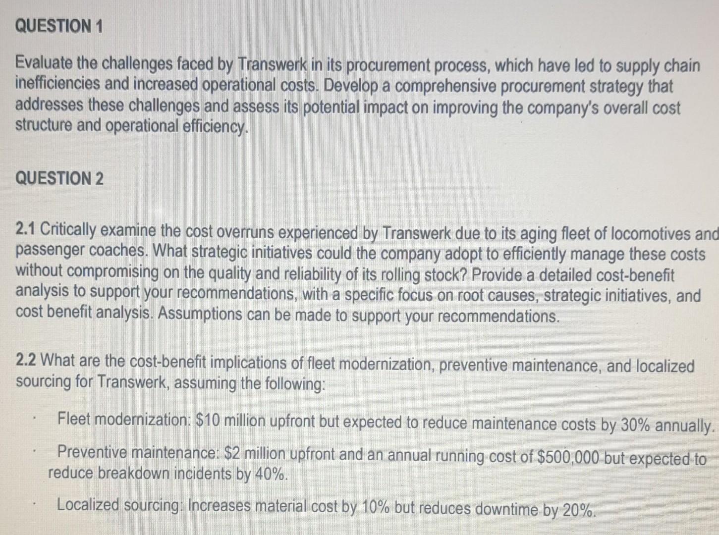 Solved Strategic Cost Management and Procurement | Chegg.com